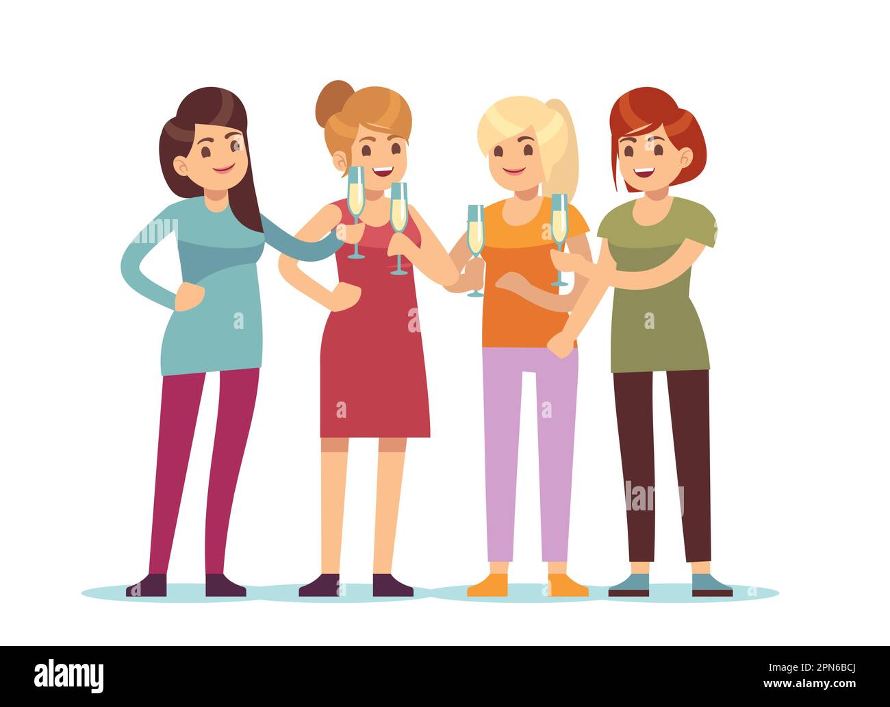 Women friends celebrating and drinking champagne. Birthday party with ...