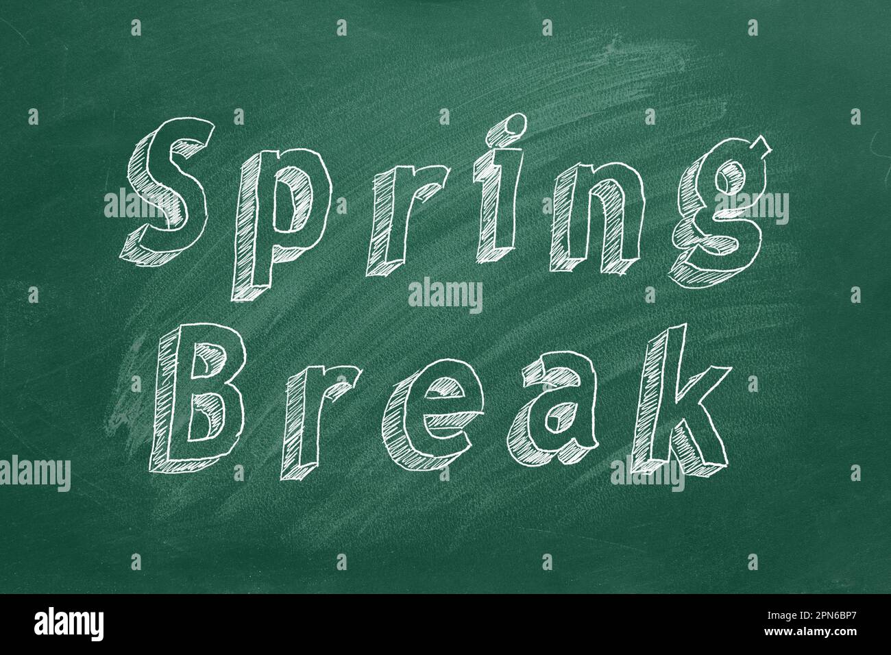 Hand drawing text "Spring Break" on green chalkboard Stock Photo - Alamy