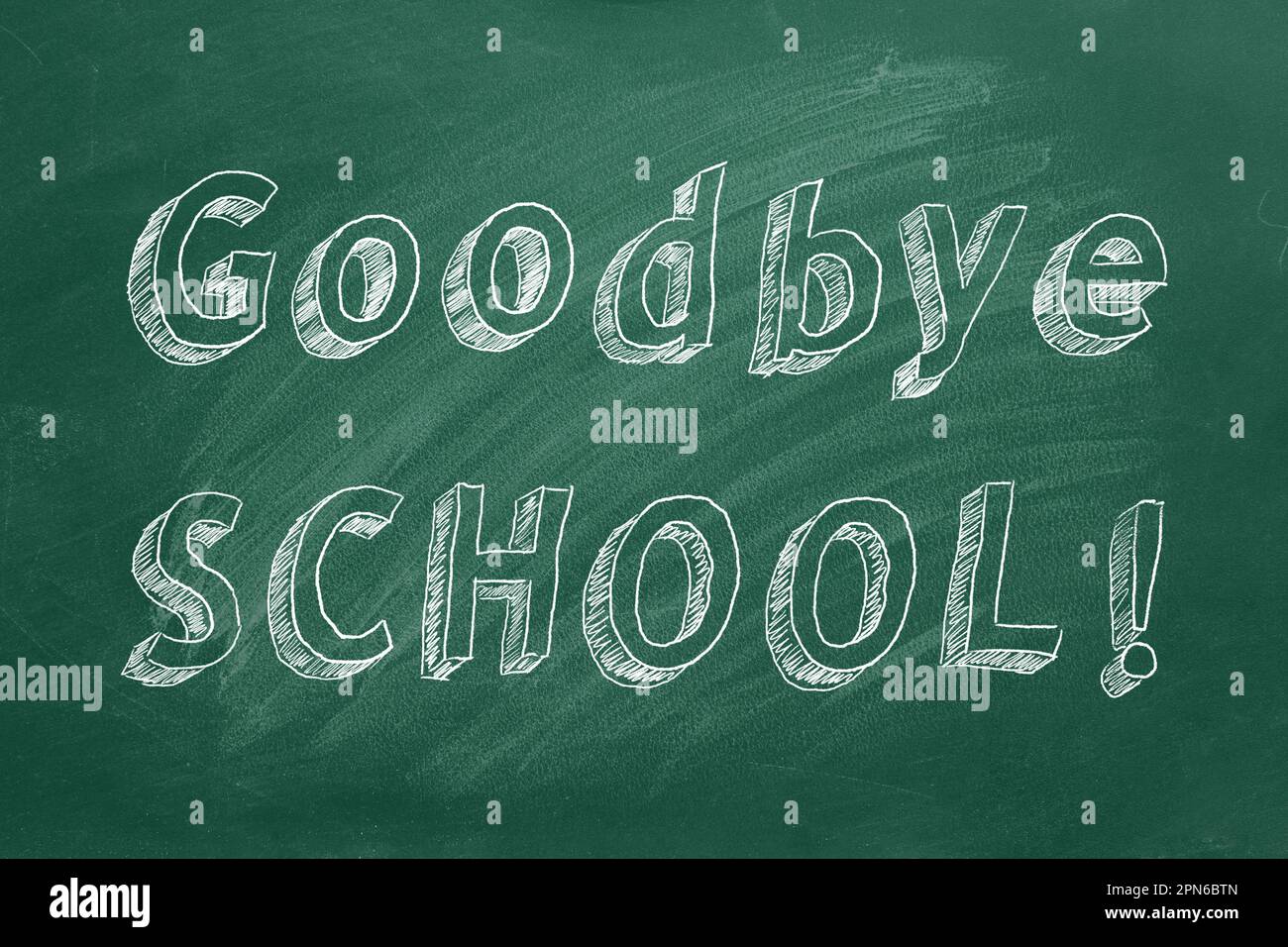 Hand drawing text "Goodbye School !" on green chalkboard Stock Photo ...