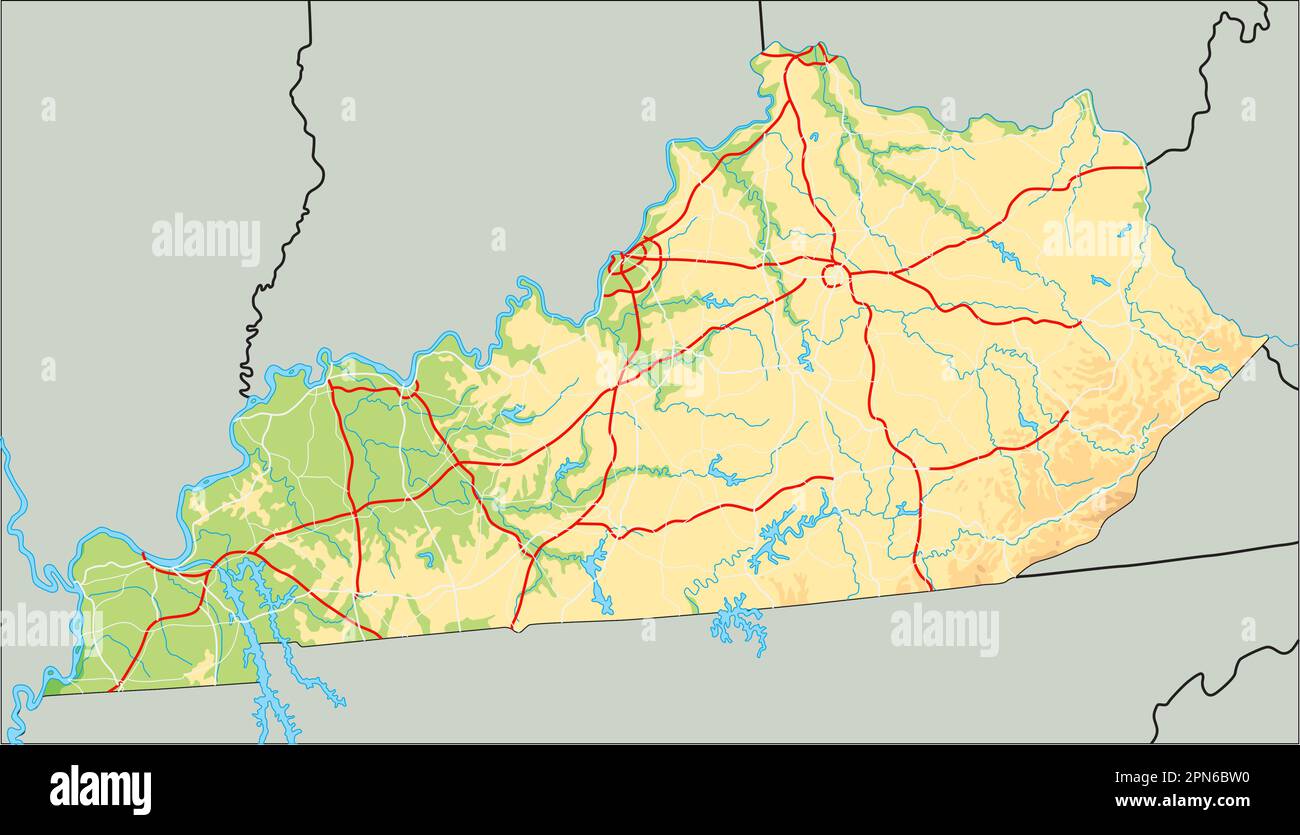 Kentucky physical map