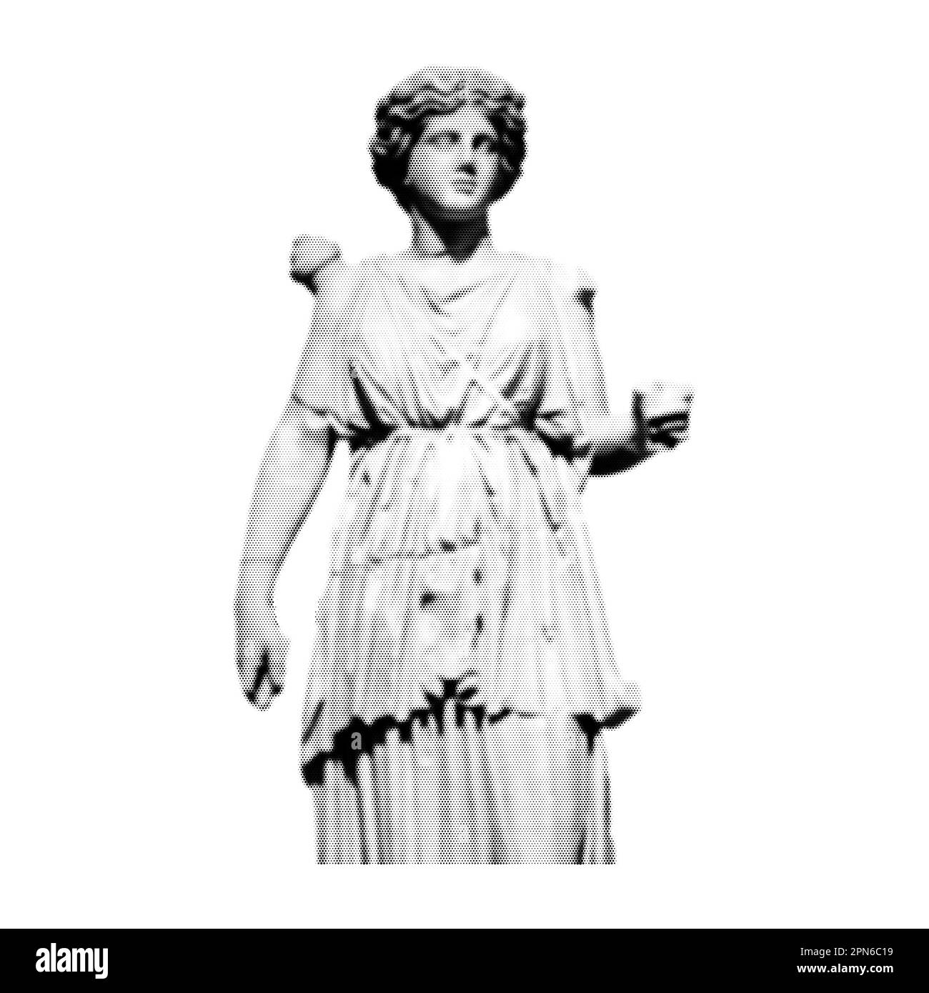 Halftone Greece modern statue. Collage design element in trendy ...