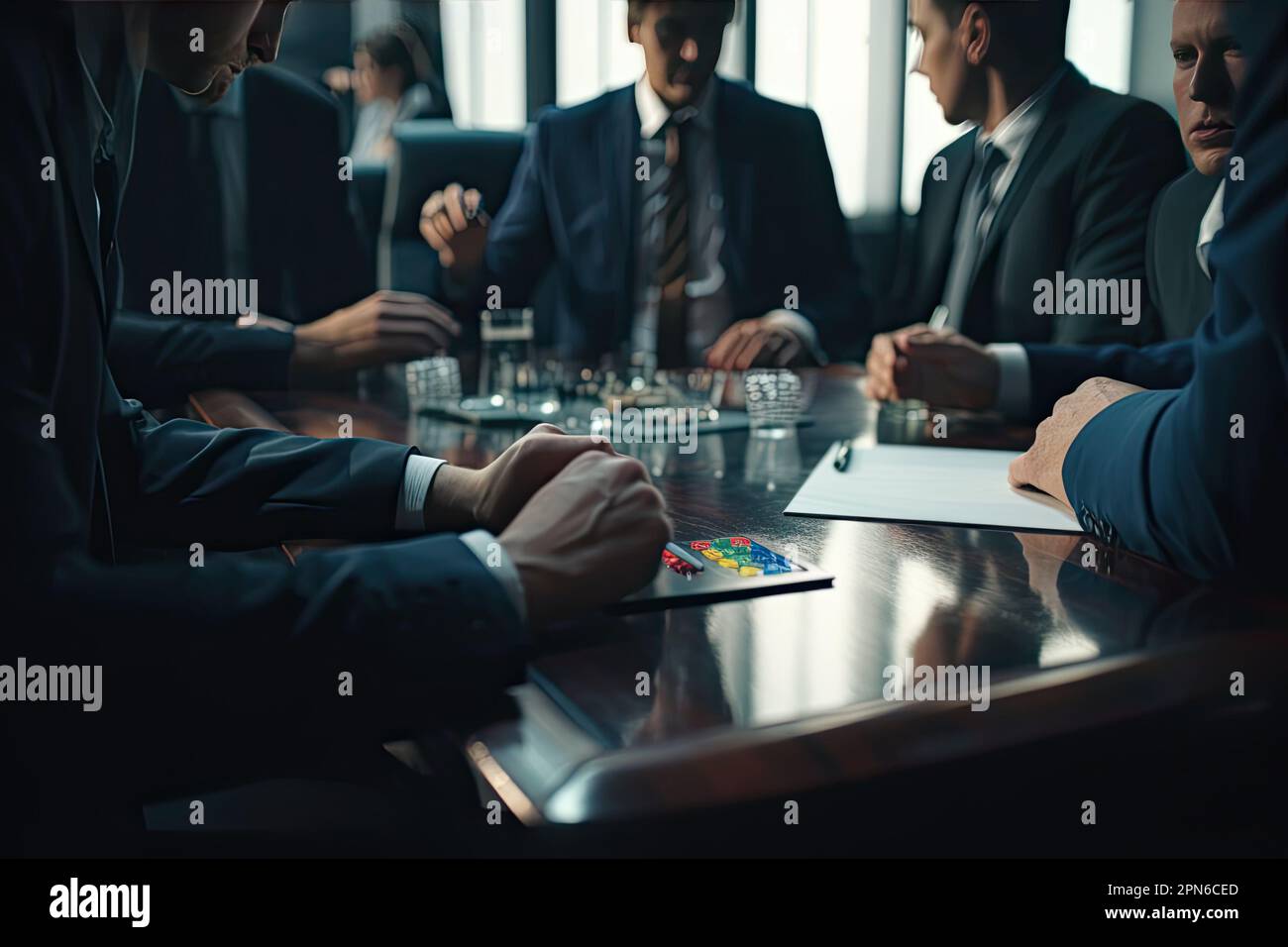 negotiating businessman in formal suit and tie at work, business ...