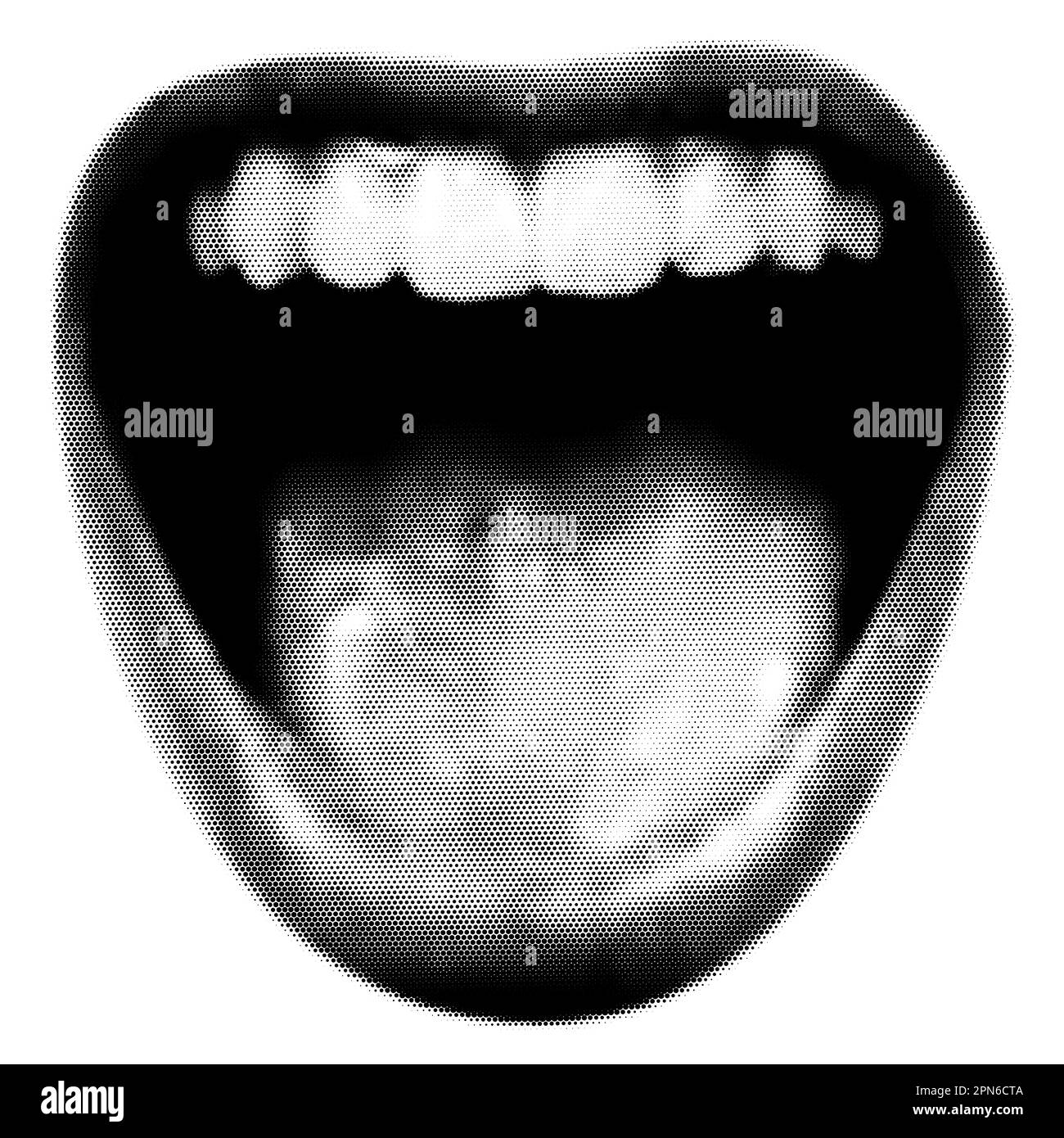 Screaming Mouth collage. Design lips in trendy dotted pop art style ...