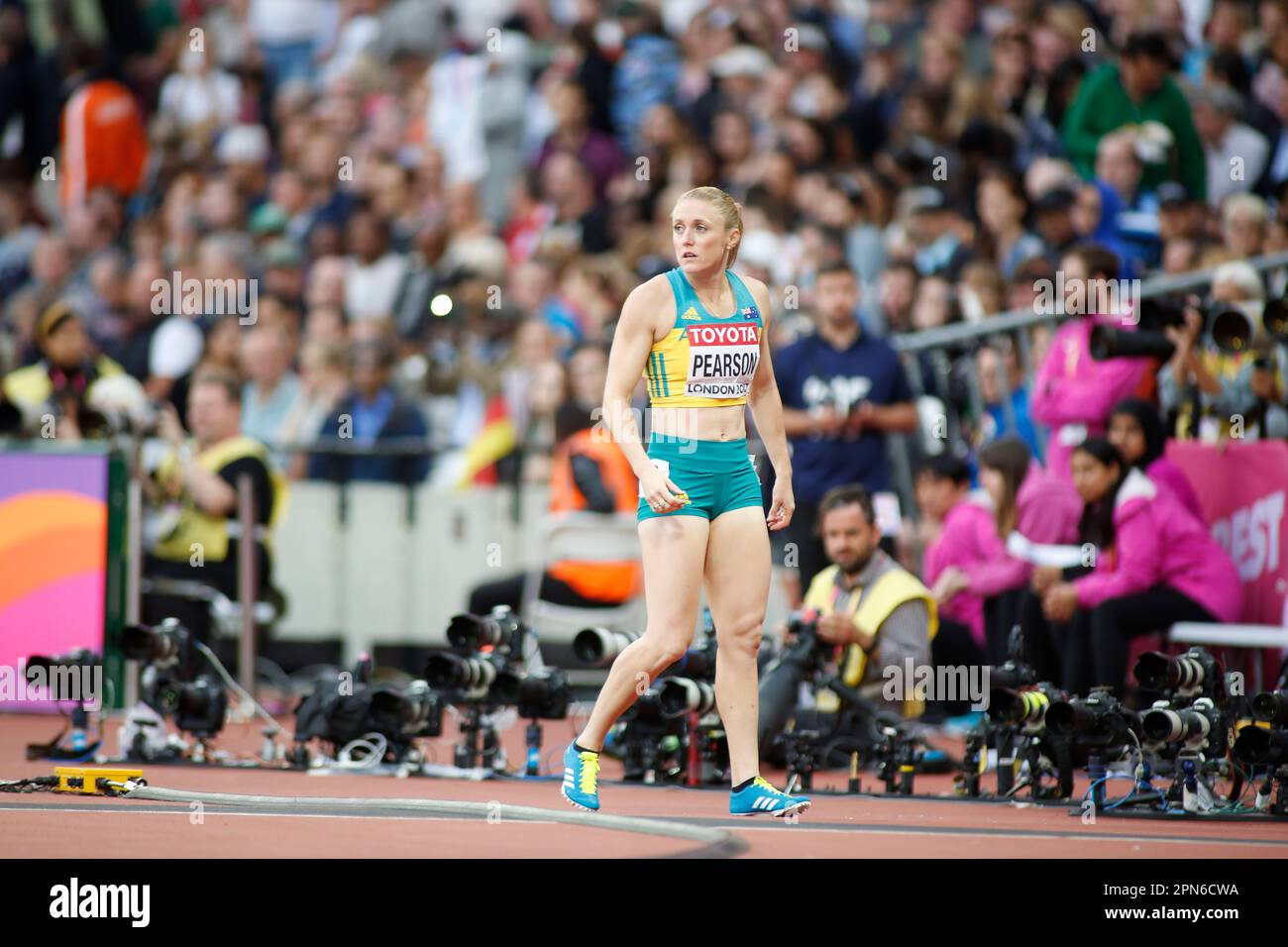 Sally Pearson participating in the London 2017 World Athletics ...