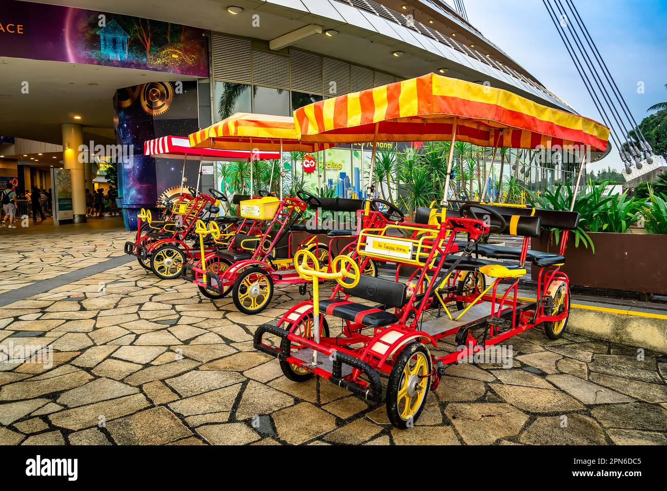 Family bicycles for rental at Singapore Flyer (Giant Farris Wheel ...