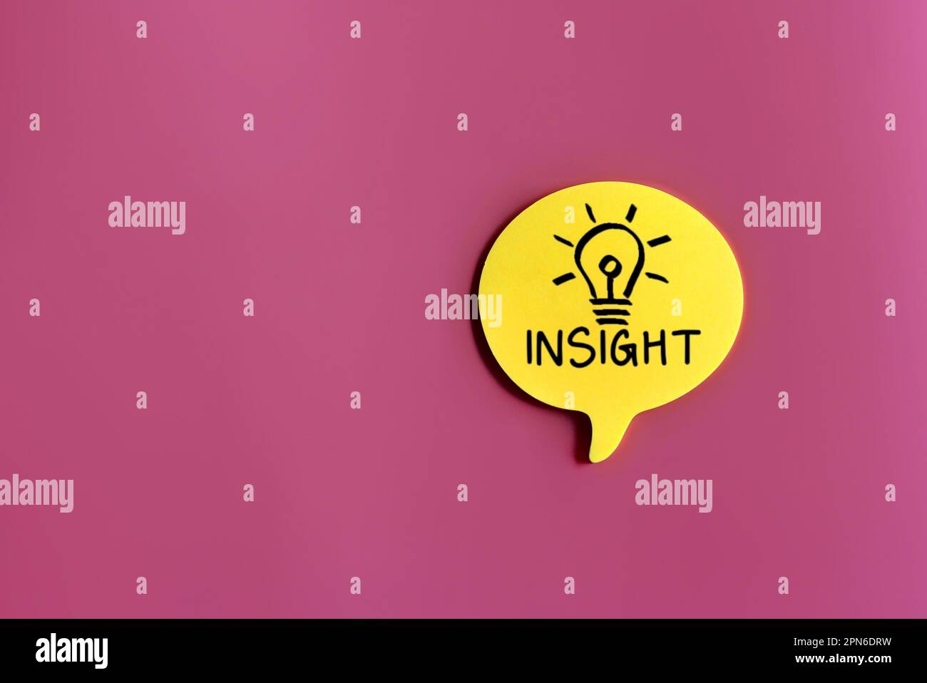 Speech bubble with text INSIGHT and lightbulb. Copy space for text ...