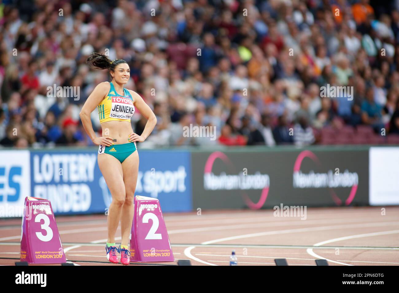 Michelle Jenneke participating in the London 2017 World Athletics ...
