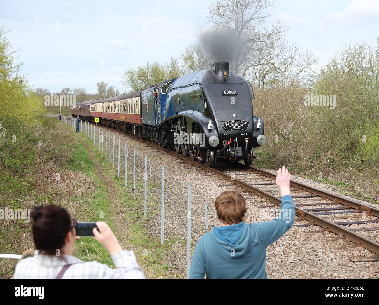 Peterborough, UK. 16th Apr, 2023. The steam locomotive Sir Nigel ...