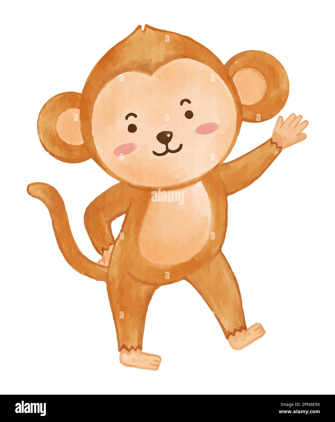 Monkey . Watercolor paint design . Cute animal cartoon character ...
