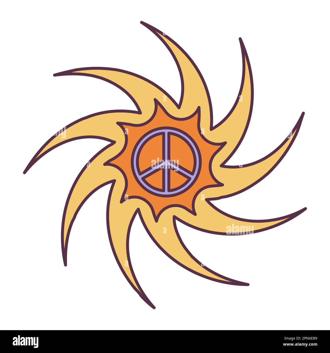 Retro 70s Groovy Hippie sticker peace symbol into sun. Psychedelic ... Retro 70s Groovy Hippie sticker peace symbol into sun. Psychedelic ...