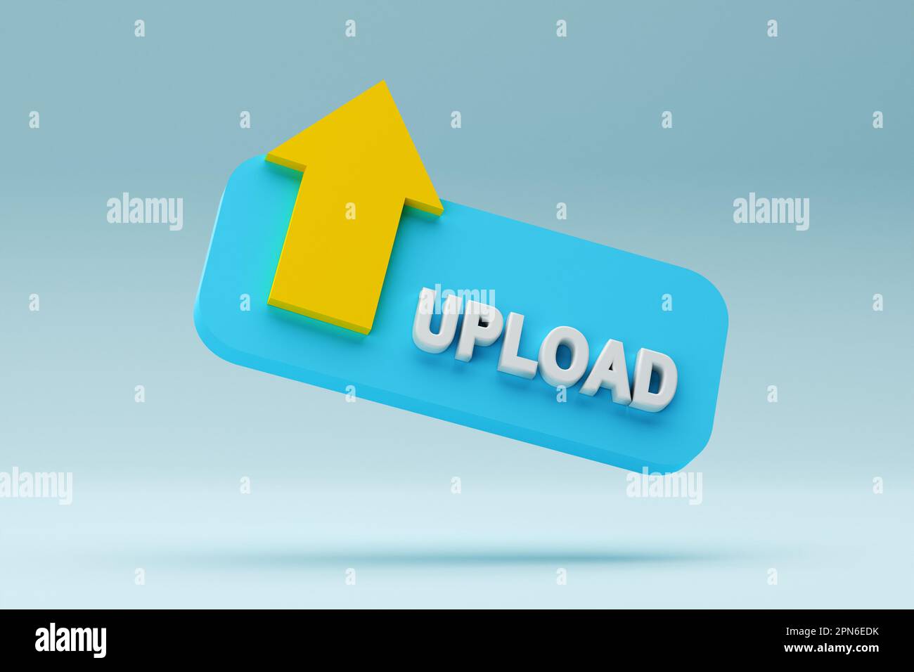 Data upload concept. The word upload with arrow icon on a levitating ...