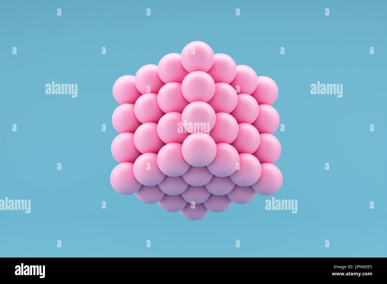 Team, teamwork, unity and collaboration. Pink spheres forming a ...