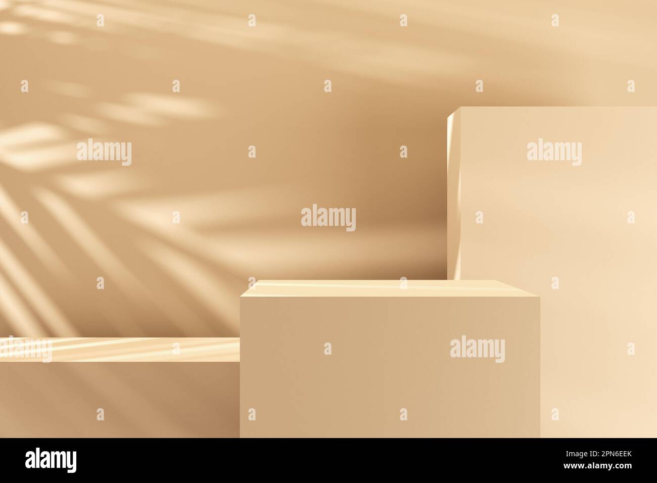 Modern minimal empty beige cube shaped rectangle podiums, platform or ...