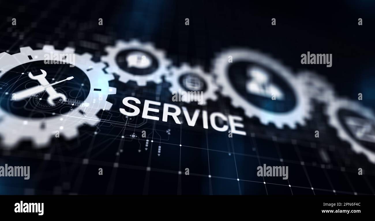 Service support customer help call center Business technology button on ...