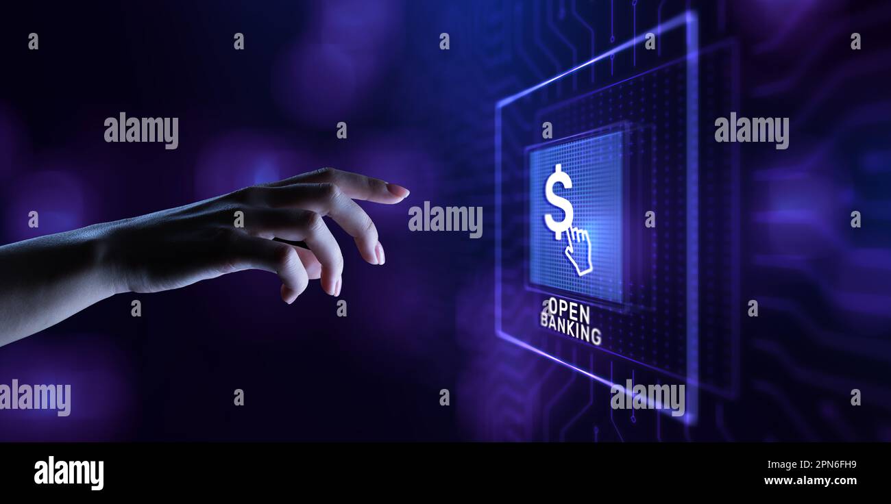 Open banking financial technology fintech concept on virtual screen ...