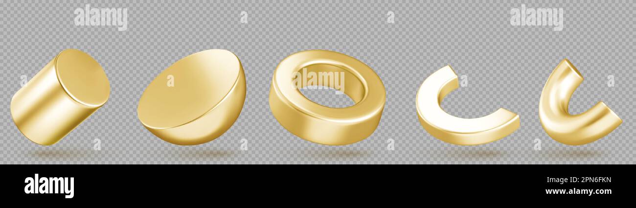 Isolated abstract geometric gold 3d shape vector object. Realistic ...