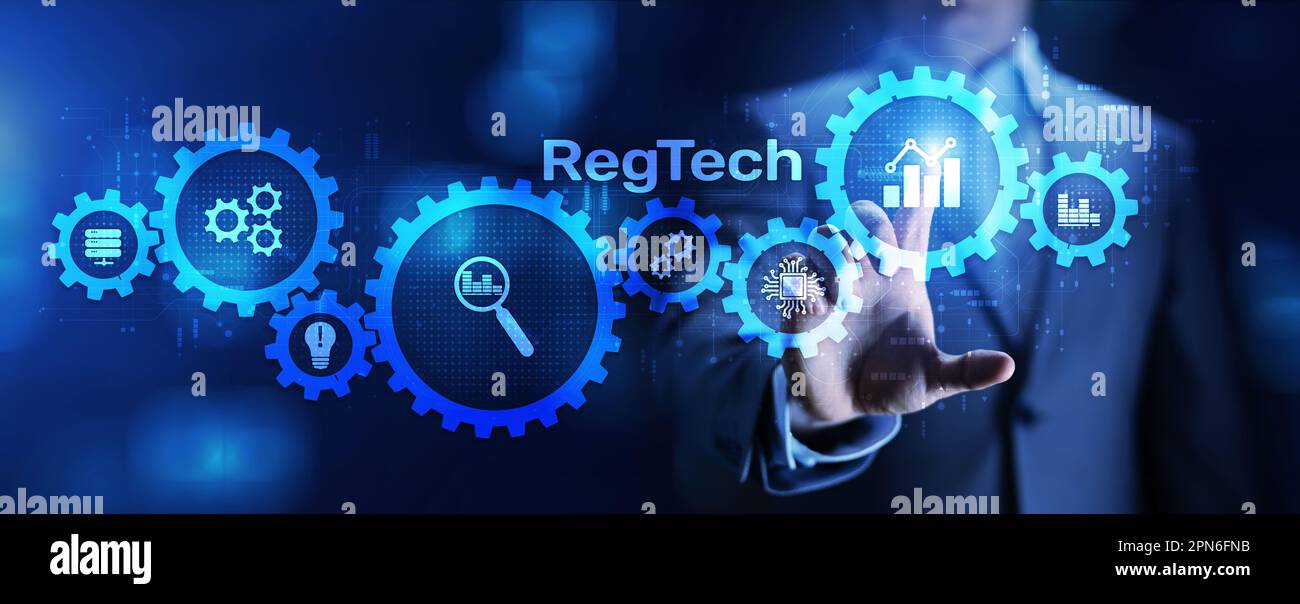 Regtech Regulation and supervision technology concept on virtual screen ...