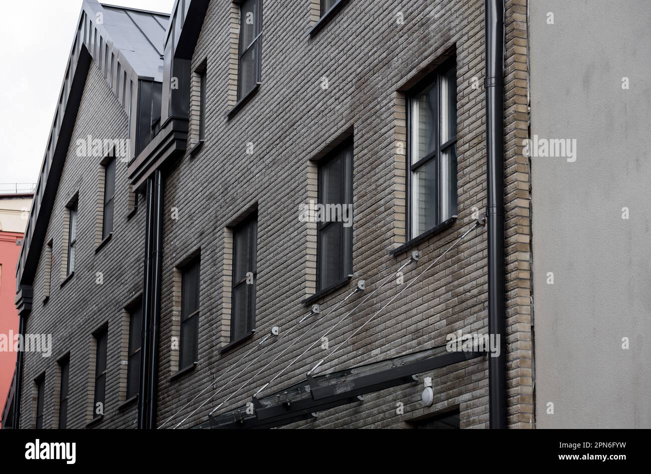 exterior of a modern brick house with windows. new european building ...