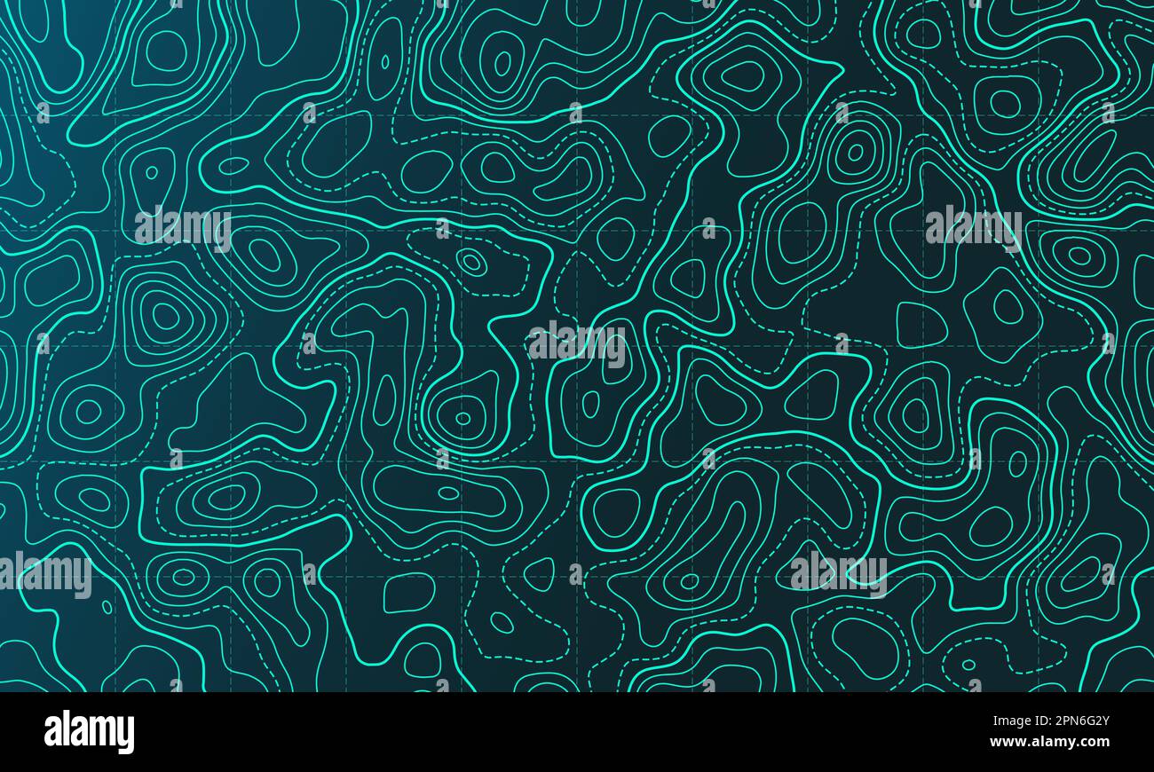 Ocean topographic line map with curvy wave isolines vector illustration ...