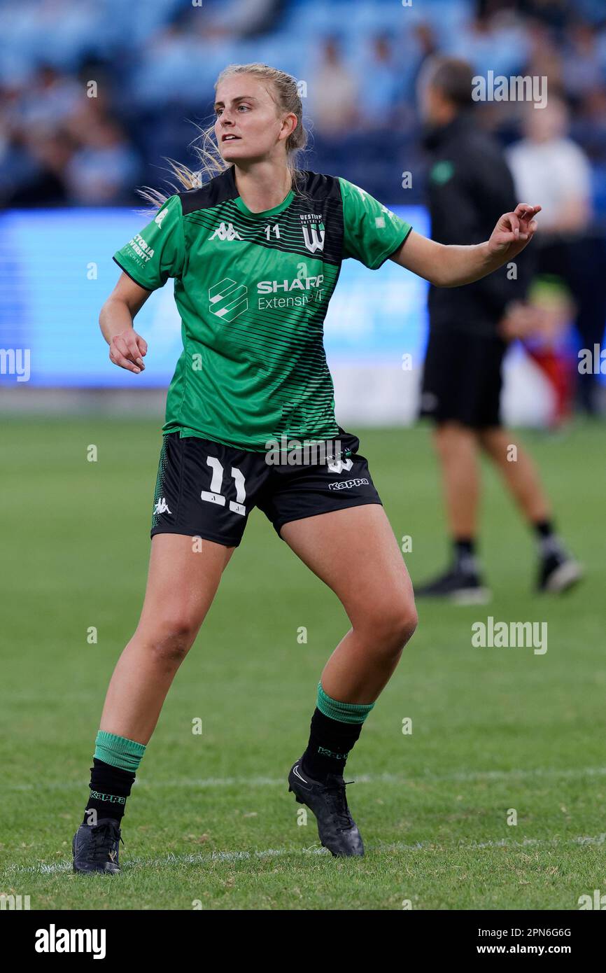Sydney, Australia. 16th Apr, 2023. Emma Robers of Western United warms ...