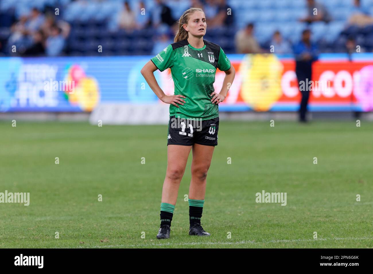 Sydney, Australia. 16th Apr, 2023. Emma Robers of Western United warms ...