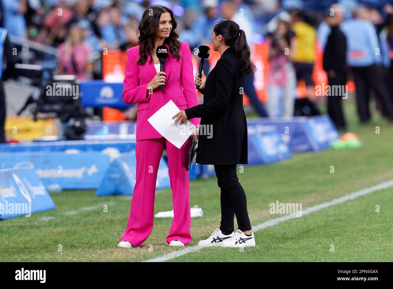 Sydney, Australia. 16th Apr, 2023. A-League Dub Zone hosts, Niav Owens ...