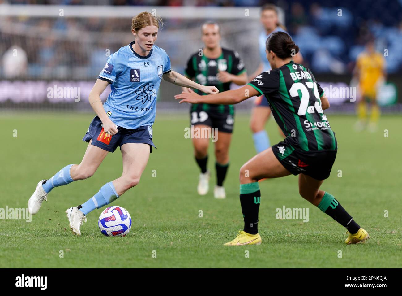 Sydney, Australia. 16th Apr, 2023. Cortnee Vine of Sydney FC controls ...