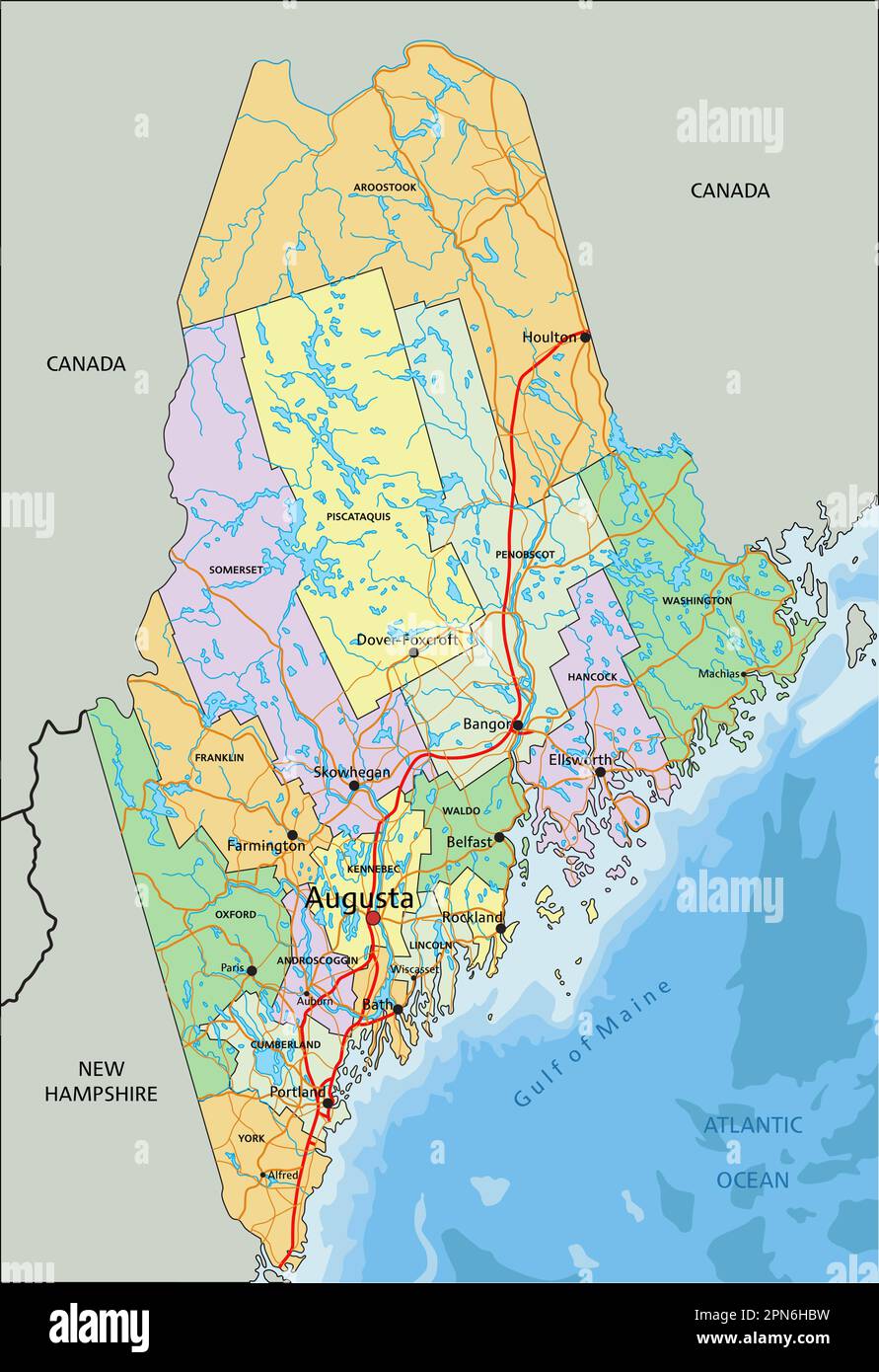 Large Detailed Roads And Highways Map Of Maine State With National