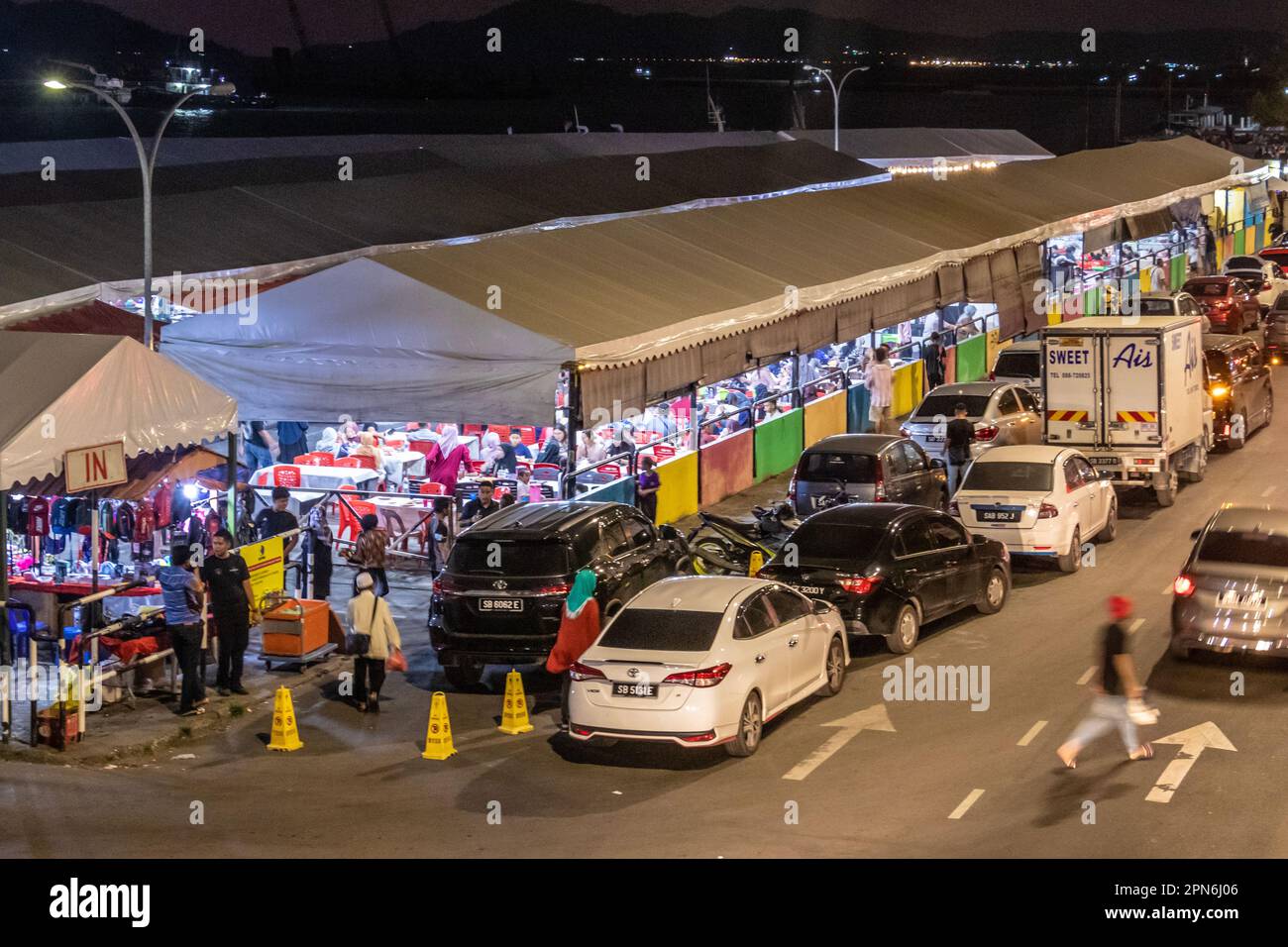 Kota Kinabalu cities seafront and Gaya street, Sabah Borneo Malaysia ...