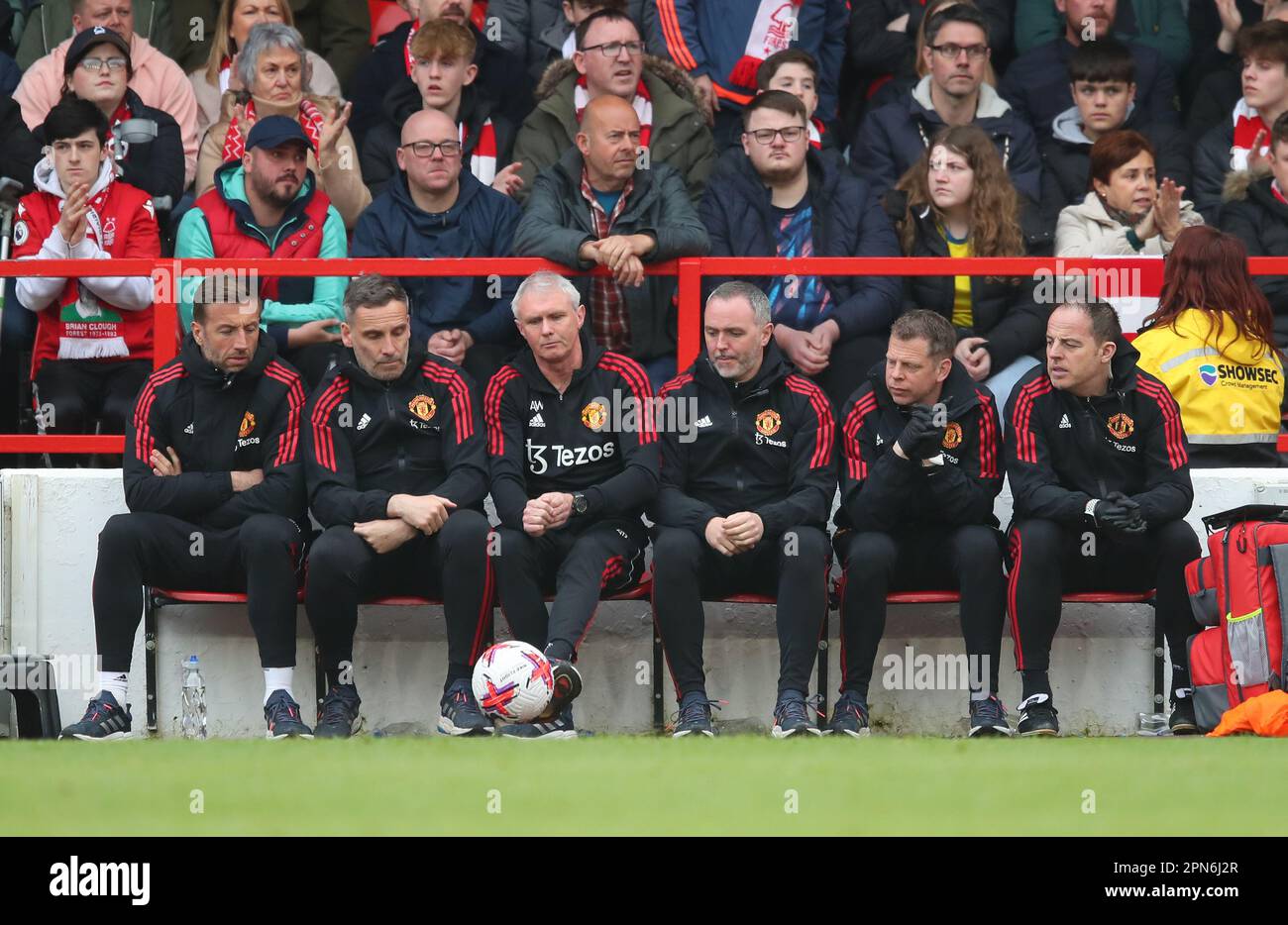 Nottingham, UK. 16th Apr, 2023. Manchester United coaching and medical ...