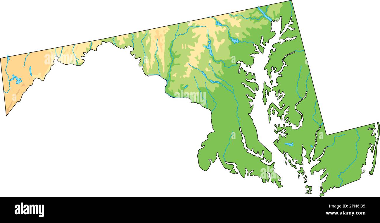 High detailed Maryland physical map Stock Vector Image & Art - Alamy