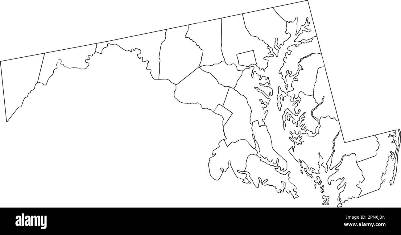Highly Detailed Maryland Blind Map Stock Vector Image & Art - Alamy