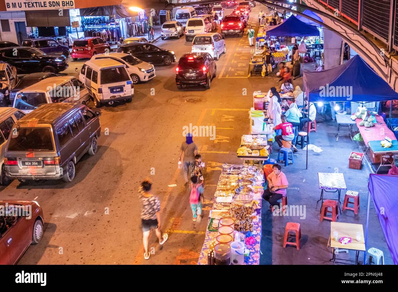 Kota Kinabalu cities seafront and Gaya street, Sabah Borneo Malaysia ...
