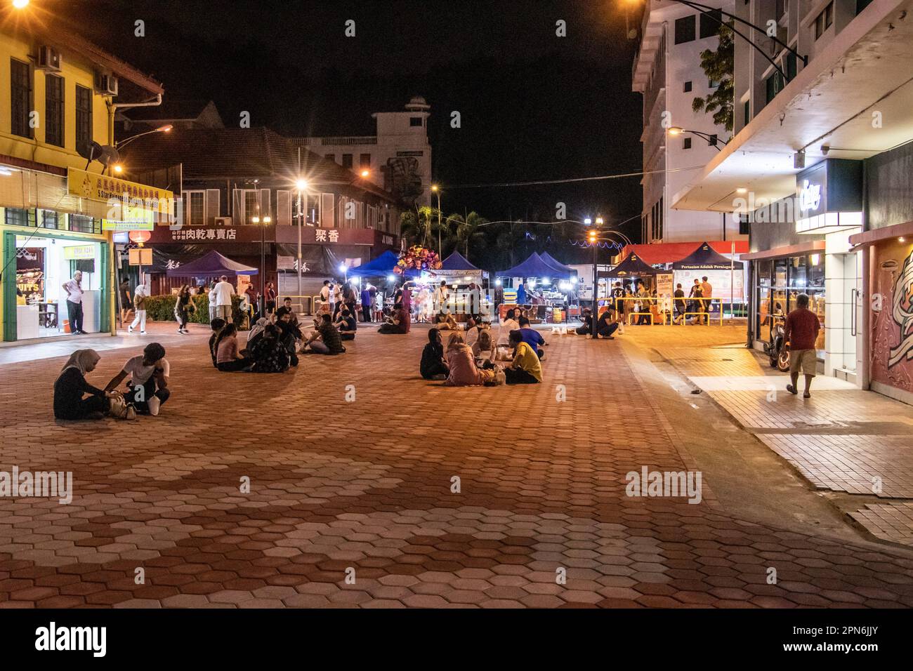 Kota Kinabalu cities seafront and Gaya street, Sabah Borneo Malaysia ...