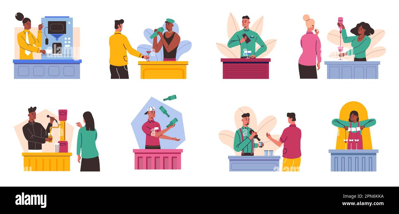 Barista making cocktails Stock Vector Images - Alamy