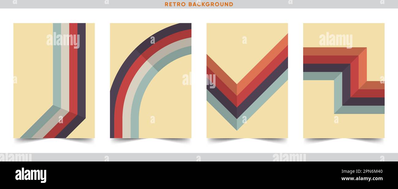 70s Vintage Color Backgrounds Set, Groovy hippie 70s backgrounds. Waves ...