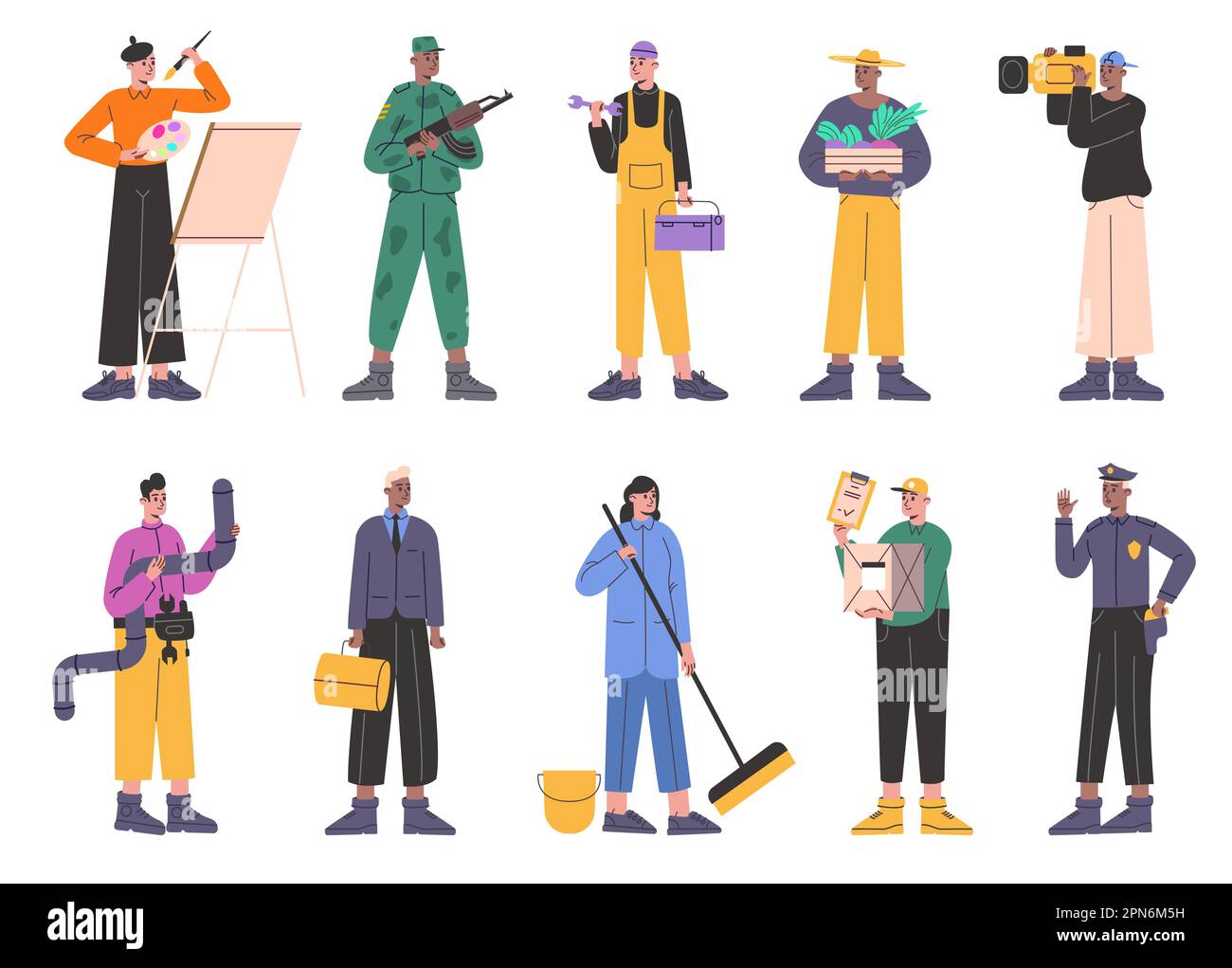 Professions people. Men and women in job uniform. Representatives of ...
