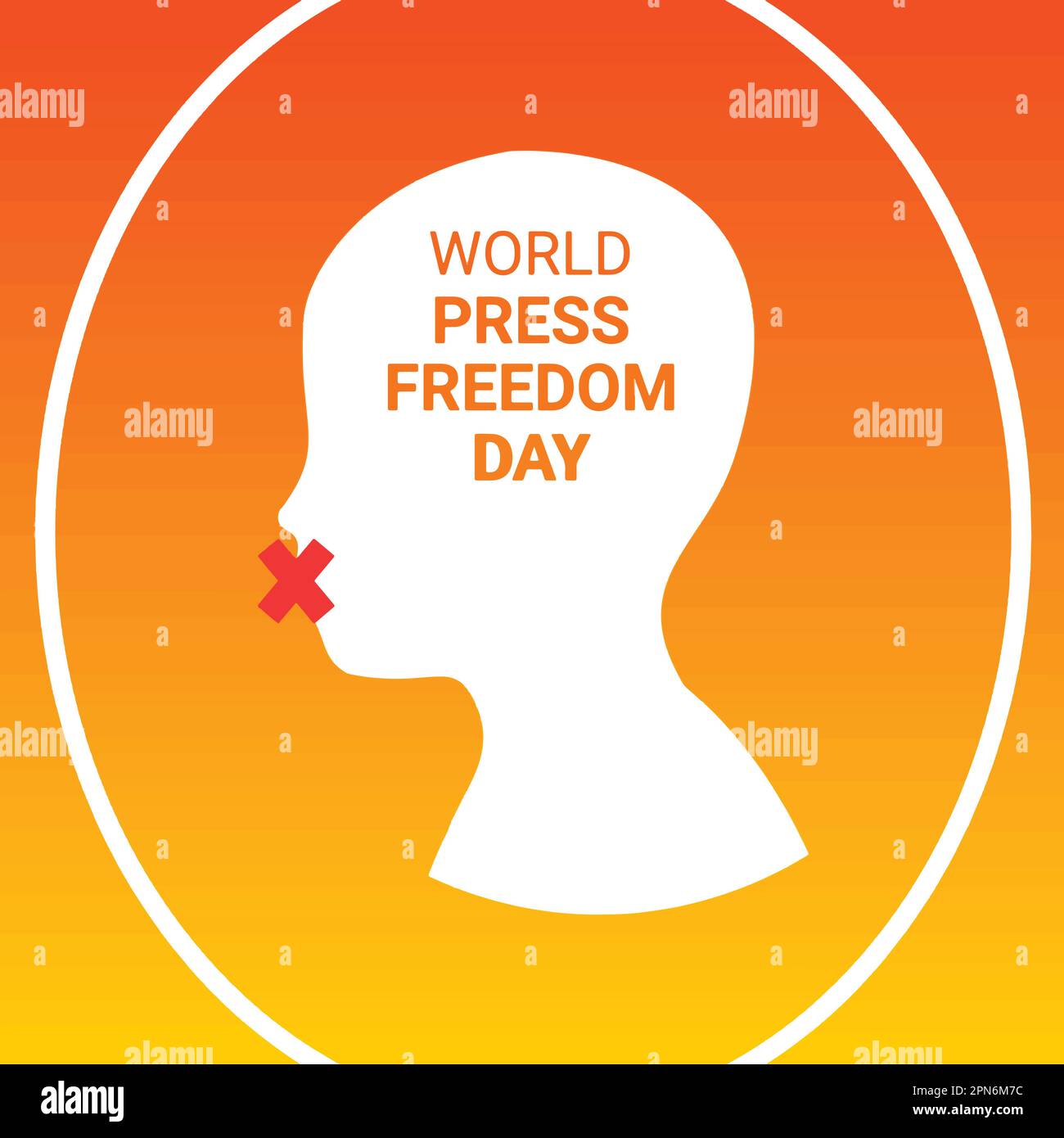 World Press Freedom Day. Silhouette of a man with a cross on his head ...