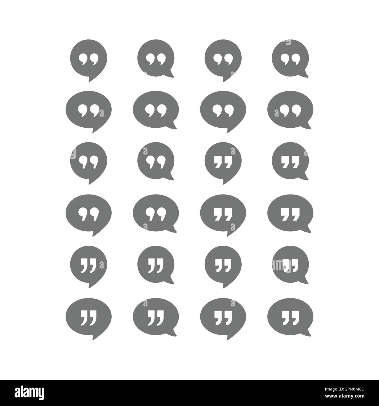 Message bubble and quotation mark vector icon set. Chat balloon and ...