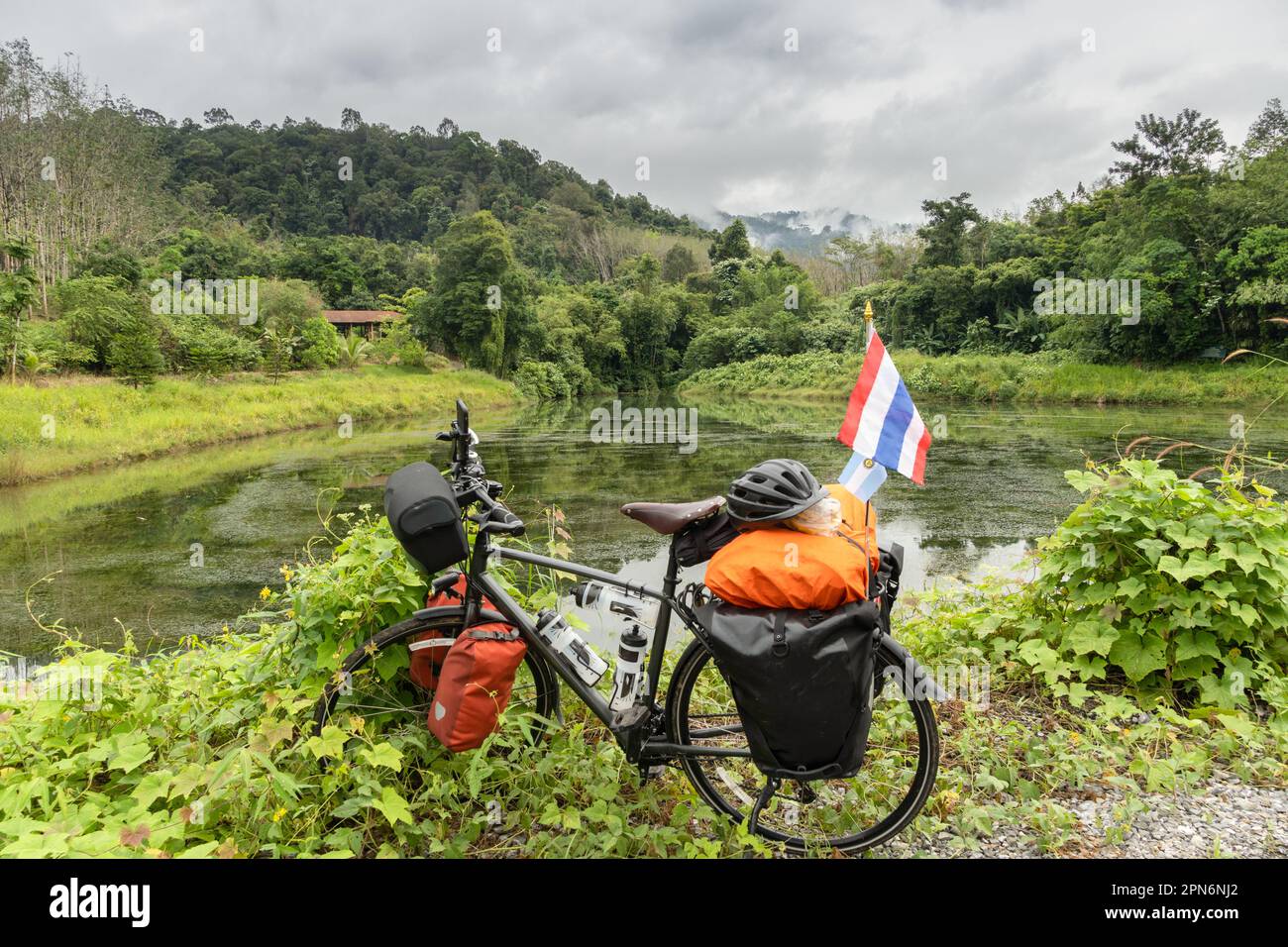 Bikepacking touring bike loaded of bags Stock Photo - Alamy