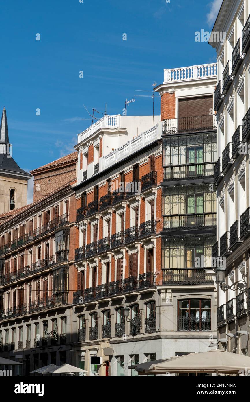 Historic buildings by puerta del sol in Madrid, Spain Stock Photo - Alamy