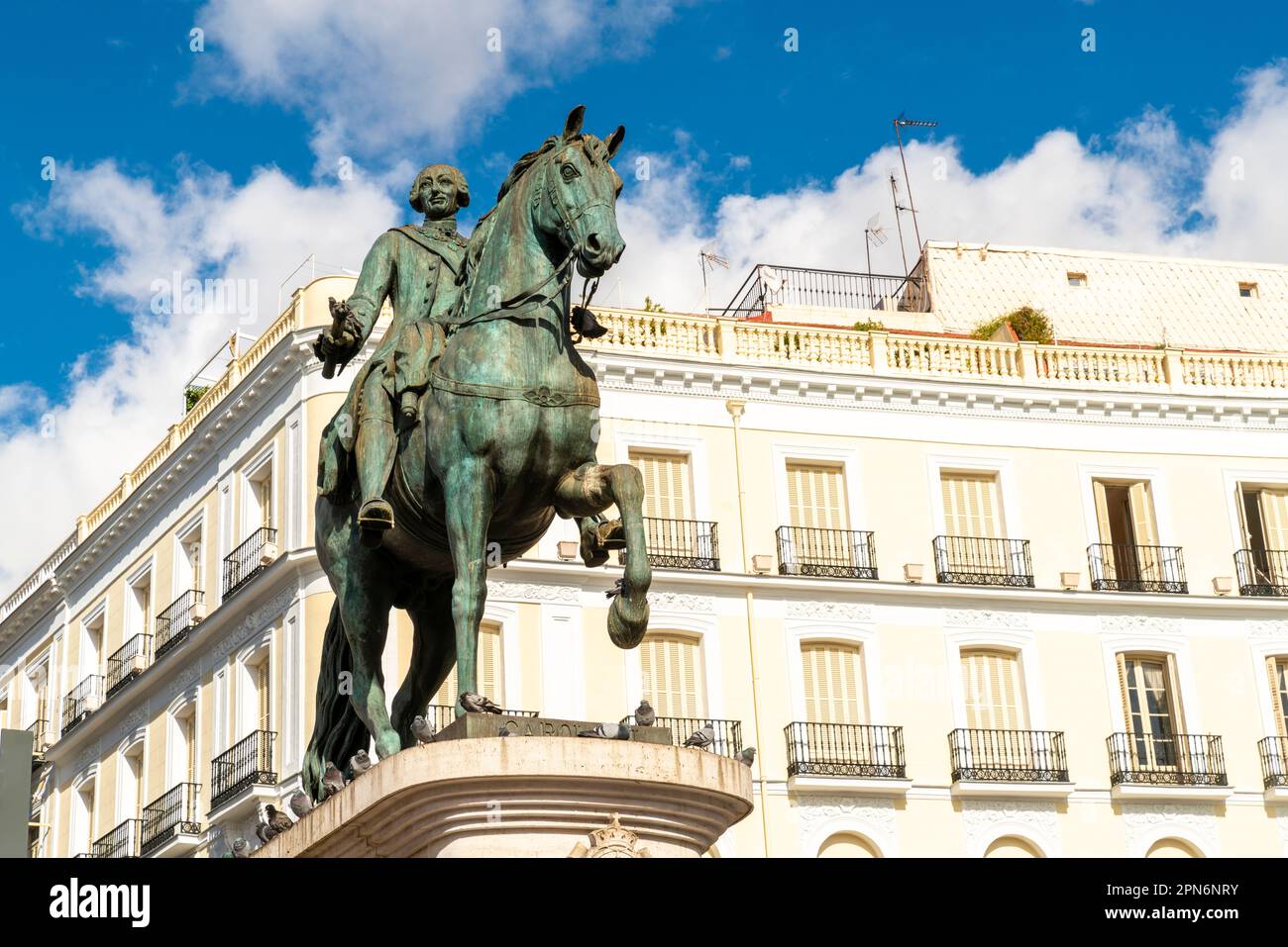 Statue of Carlos the III at Puerta del sol in Madrid Spain Stock Photo ...