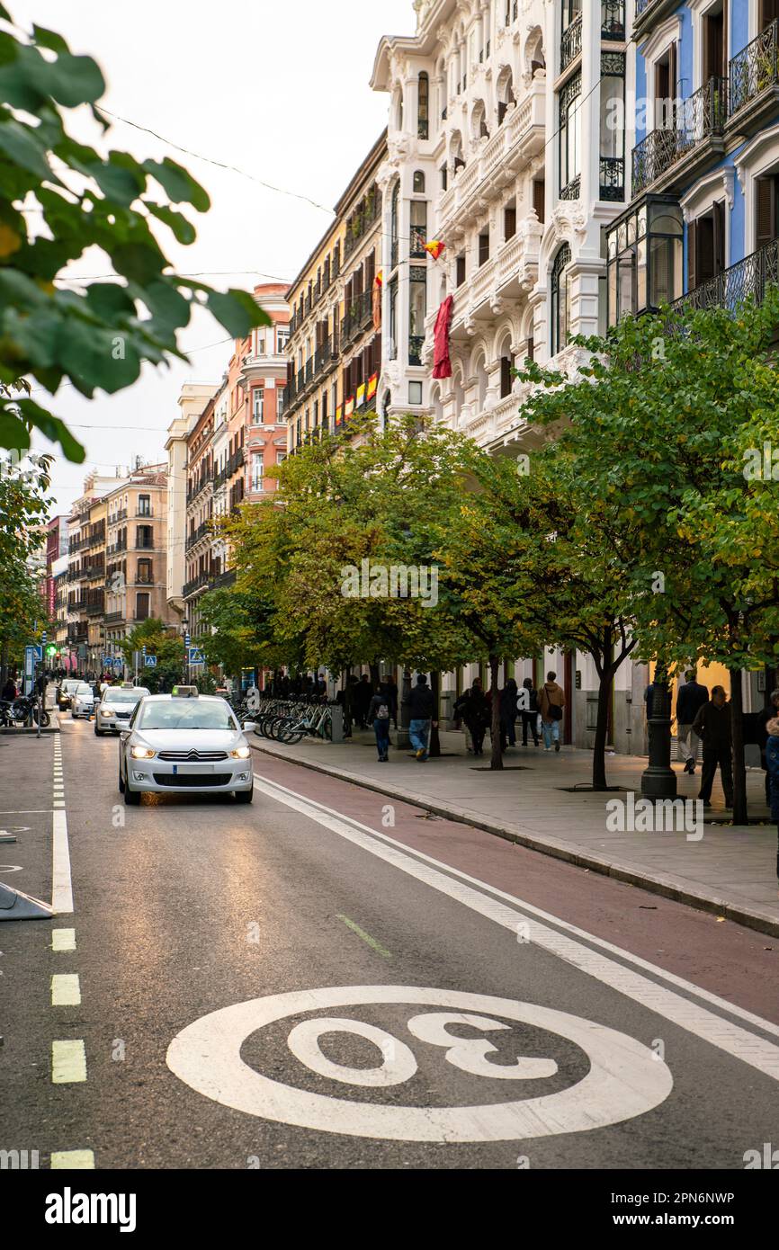 View of Calle Mayor major street in Madrid spain Stock Photo - Alamy