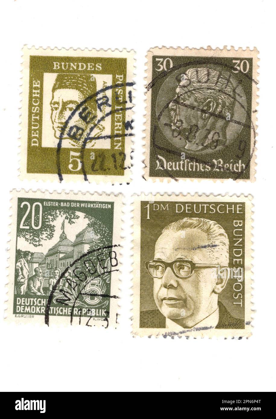 Vintage postage stamps from Germany isolated on a white background ...