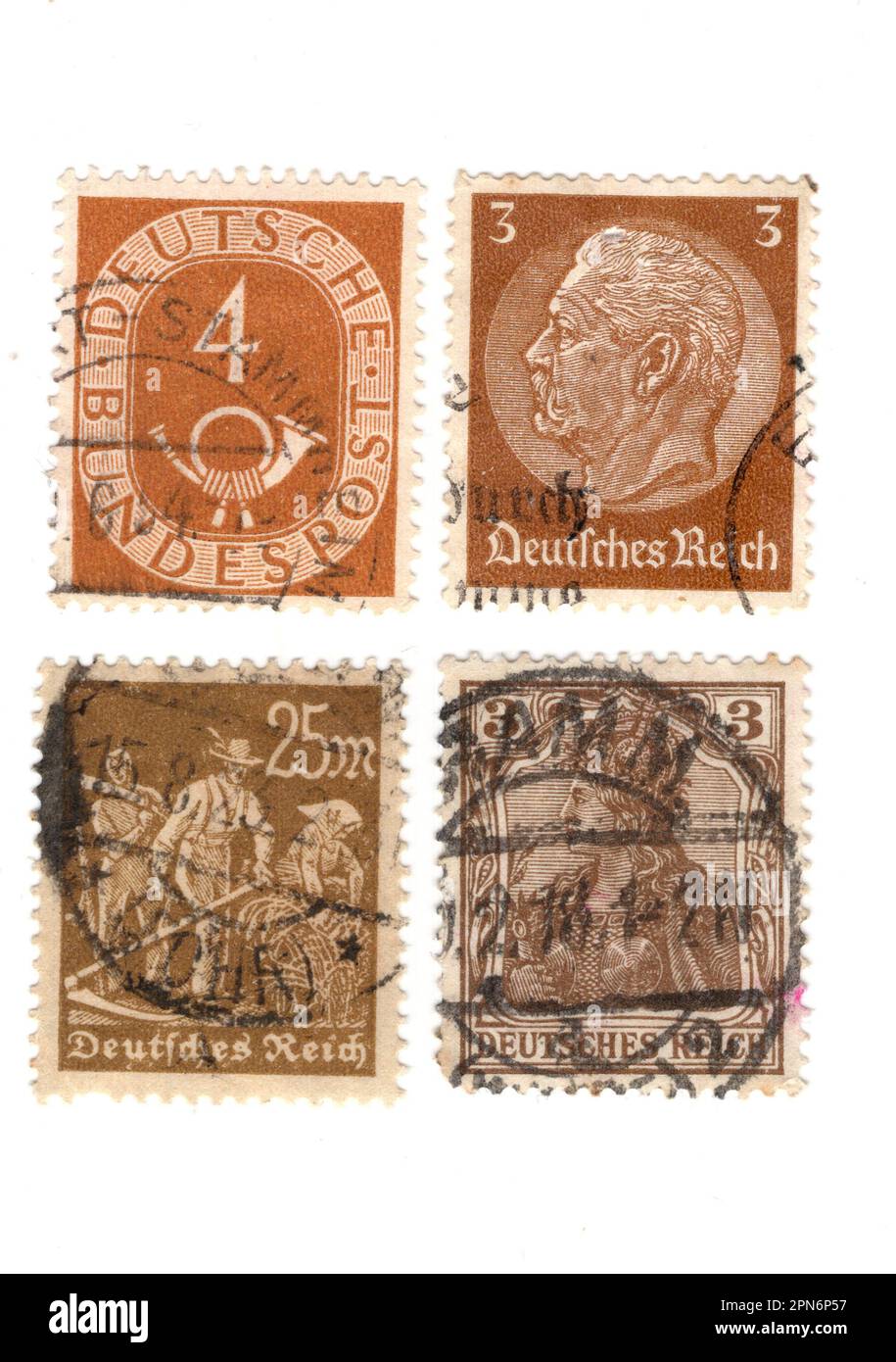 Vintage postage stamps from Germany isolated on a white background ...