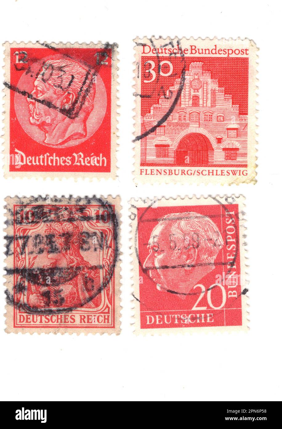 Vintage postage stamps from Germany isolated on a white background ...