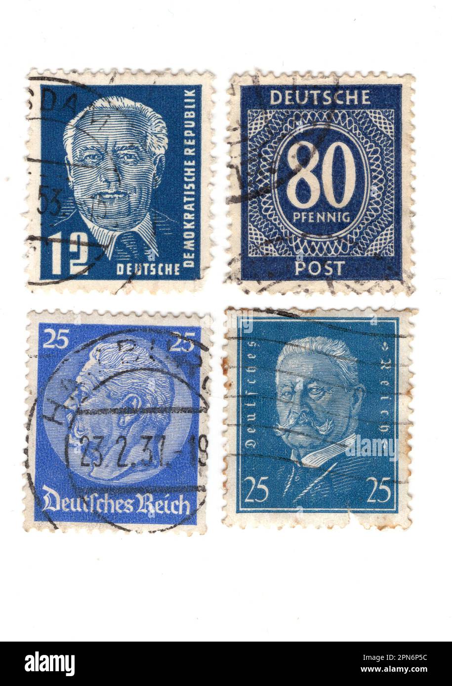 Vintage postage stamps from Germany isolated on a white background ...