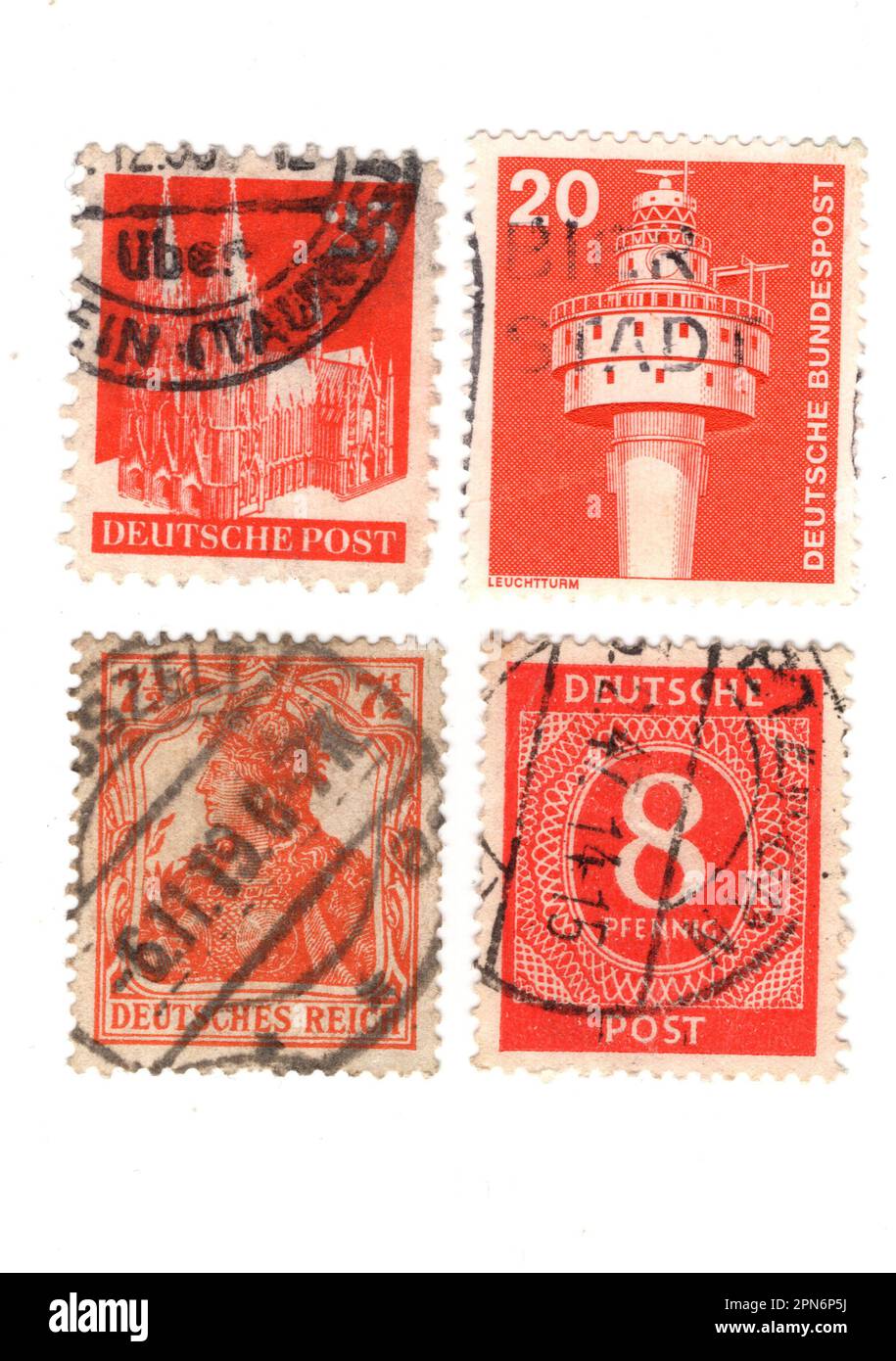 Vintage postage stamps from Germany isolated on a white background ...