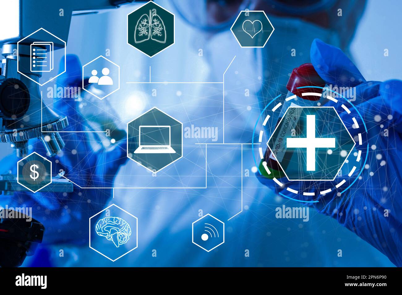 Medical technology concept. the doctor presses virtual Stock Photo - Alamy