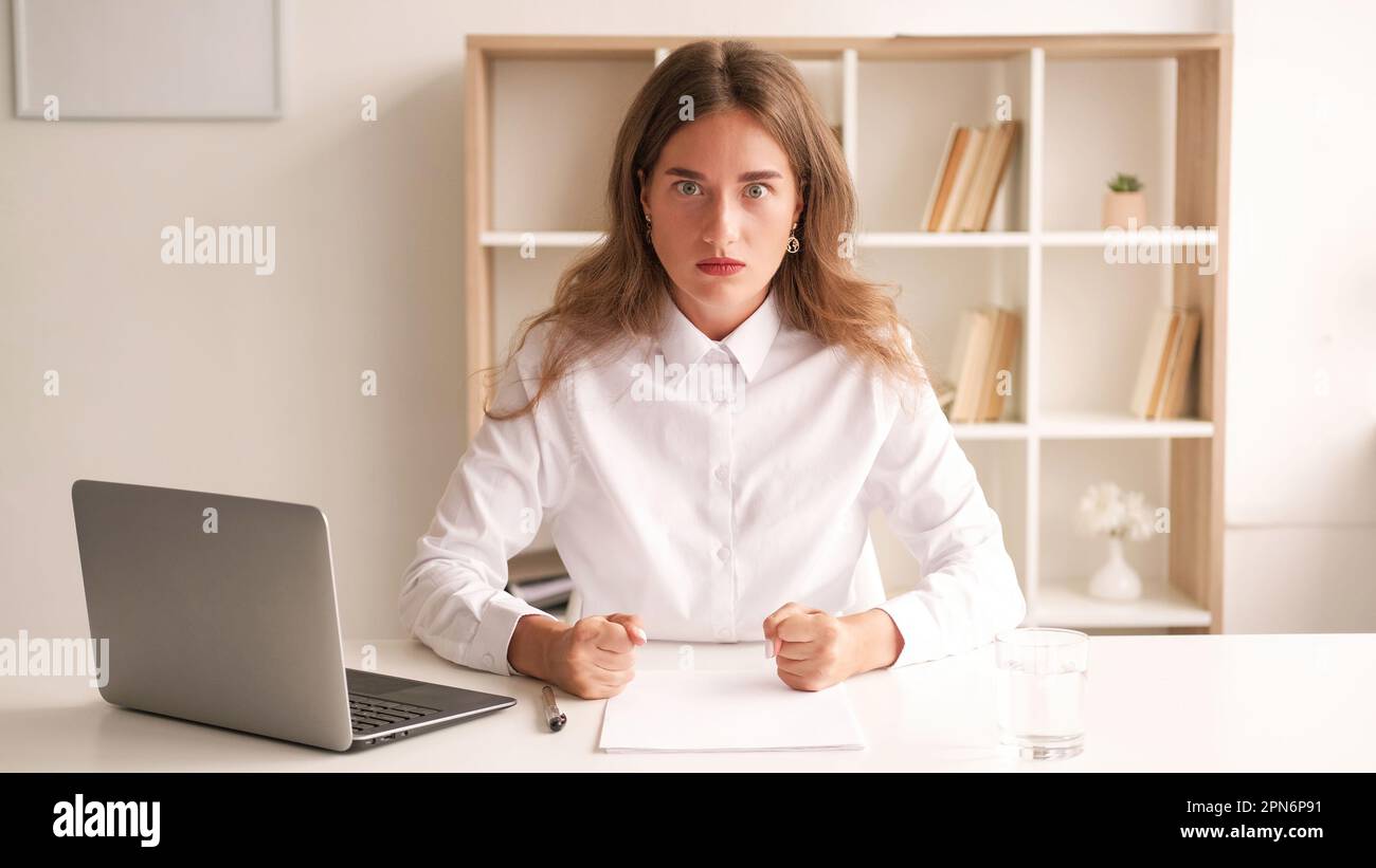 Work problem angry woman office difficulties Stock Photo - Alamy